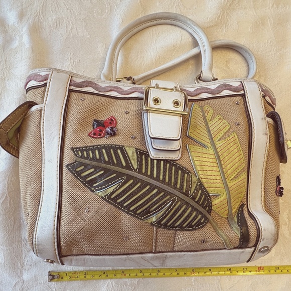 Coach | Bags | Coach Canvas Leather Cream Stitch Purse | Poshmark